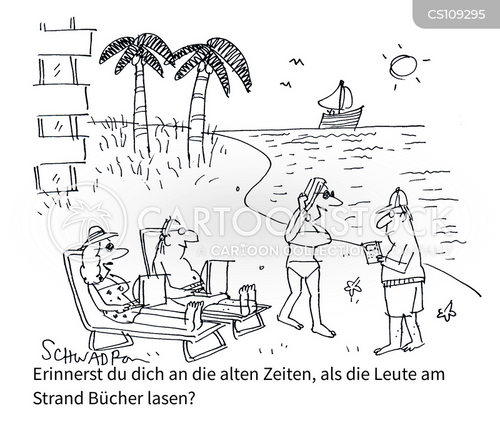 Cartoons und Karikaturen mit Lesen Am Strand
