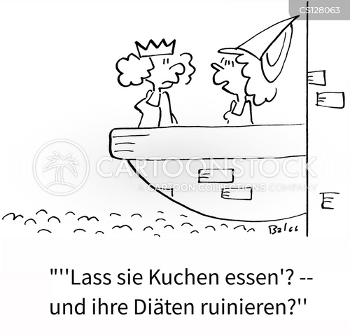 Cartoons und Karikaturen mit Kuchen Essen