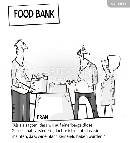 Cartoons und Karikaturen mit Bargeldlose Spenden