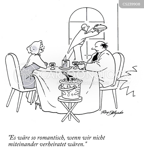 Cartoons und Karikaturen mit Candlelight-dinner