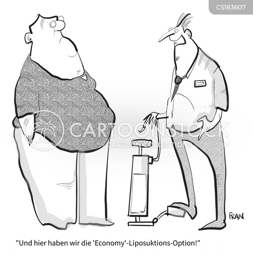 Cartoons und Karikaturen mit Liposuktion