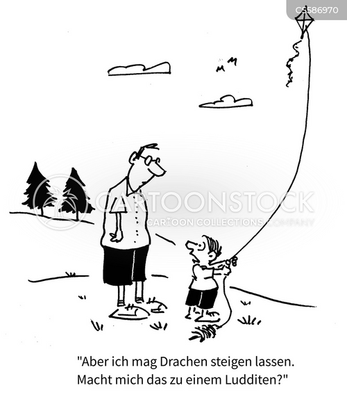 Cartoons und Karikaturen mit Drachensurfer