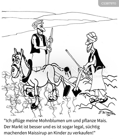 Cartoons und Karikaturen mit Opium