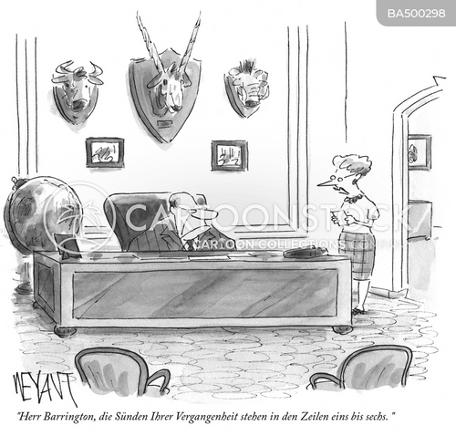 Cartoons und Karikaturen mit Assistentin