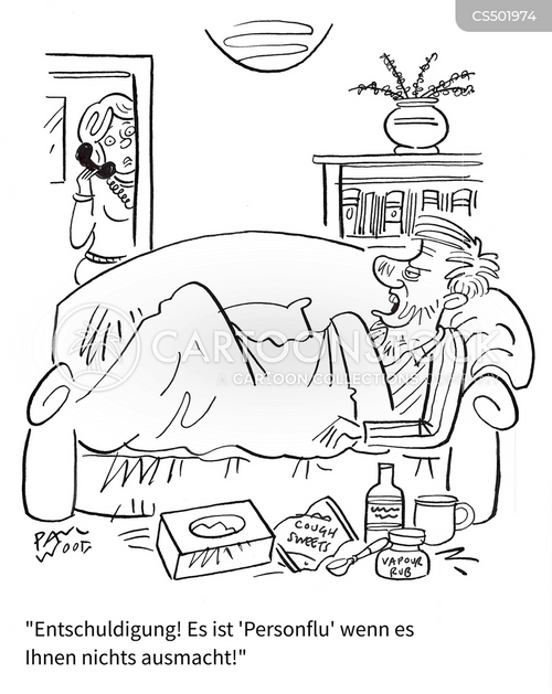 Cartoons und Karikaturen mit Mann Grippe
