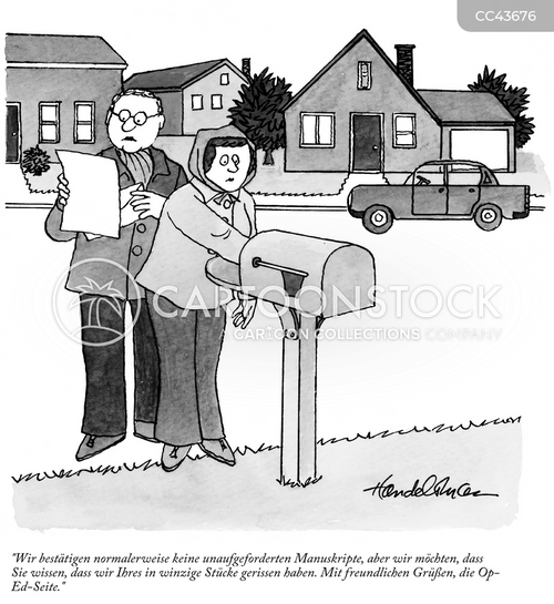 Cartoons und Karikaturen mit Ablehnungsschreiben