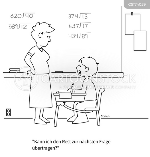 Cartoons und Karikaturen mit Mathe-hausaufgabe