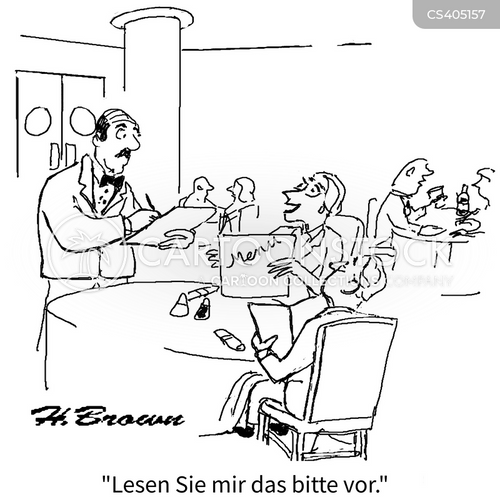 Cartoons und Karikaturen mit Kellner-kunden-interaktion