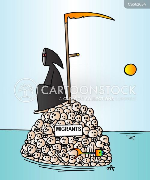 Migrats Drowning Cartoons and Comics - funny pictures from CartoonStock