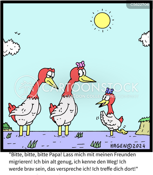 Cartoons und Karikaturen mit Avian Verhalten