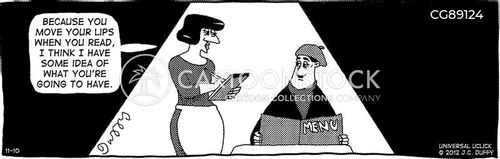 Menu Reading Cartoons and Comics - funny pictures from CartoonStock