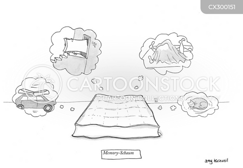 Cartoons und Karikaturen mit Bett-in-einem-karton