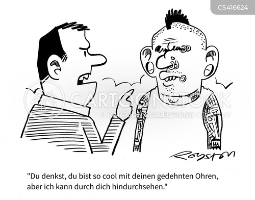 Cartoons und Karikaturen mit Ohrlochstechen