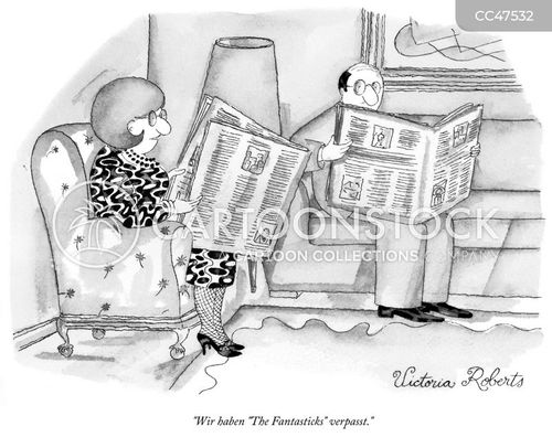 Cartoons und Karikaturen mit Zeitung Lesen