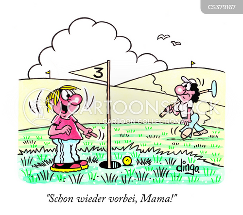 Cartoons und Karikaturen mit Golfen