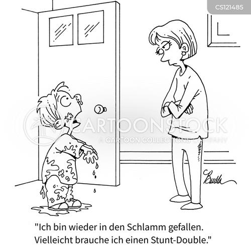 Cartoons und Karikaturen mit Stunt-double