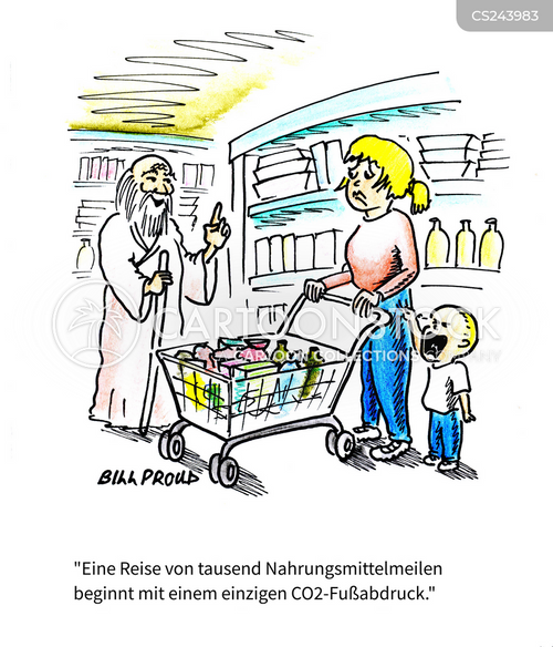 Cartoons und Karikaturen mit Nahrungsmittelmeilen