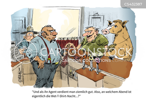 Cartoons und Karikaturen mit Nasse T-shirts