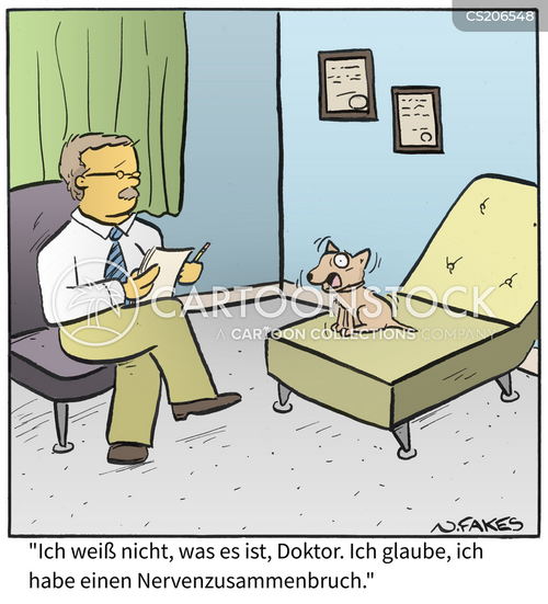 Cartoons und Karikaturen mit Nervenzusammenbruch