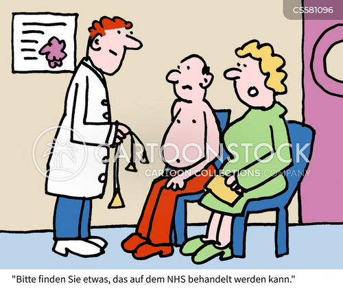 Cartoons und Karikaturen mit Nhs-behandlung