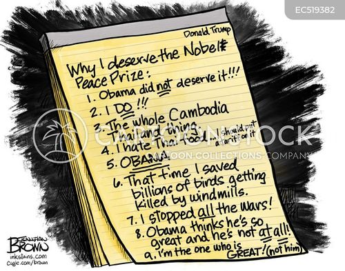 Trump Nobel Prize Cartoons and Comics - funny pictures from CartoonStock