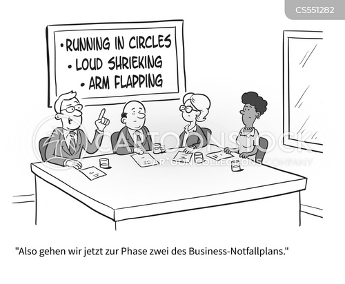 Cartoons und Karikaturen mit Notfall-reaktionsplan