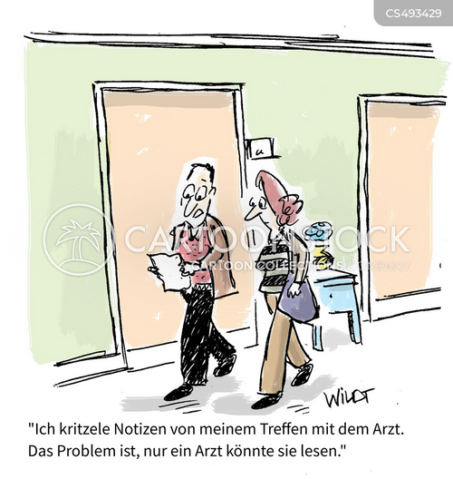 Cartoons und Karikaturen mit Handschrift Des Arztes