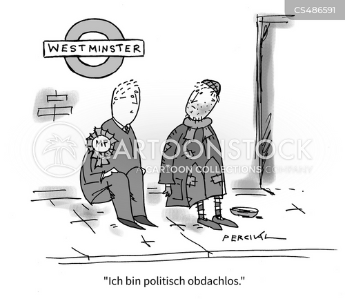Cartoons und Karikaturen mit Obdachlos