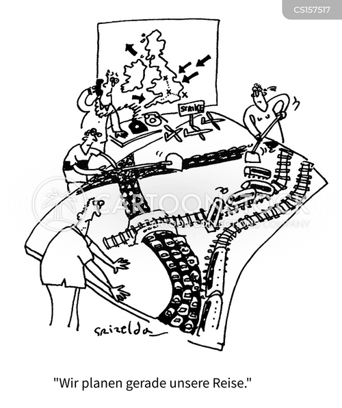 Cartoons und Karikaturen mit Bahnreise