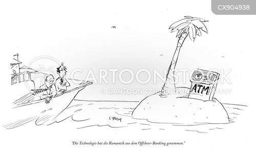 Cartoons und Karikaturen mit Offshore-banking