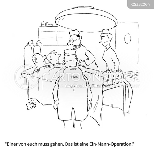 Cartoons und Karikaturen mit Ein-mann-operation