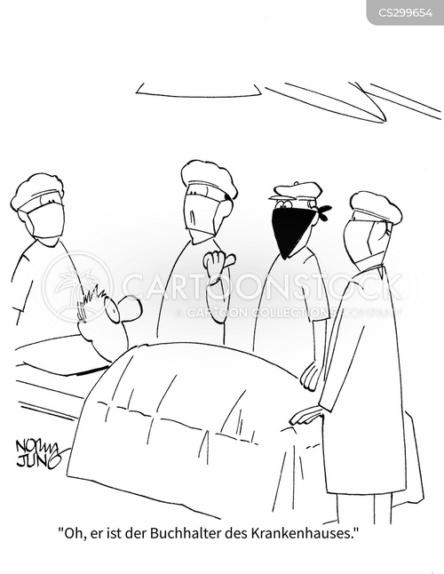 Cartoons und Karikaturen mit Operationstische