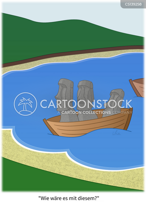 Cartoons und Karikaturen mit Monolithische Statue