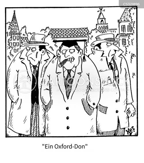 Cartoons und Karikaturen mit Oxford-kappe
