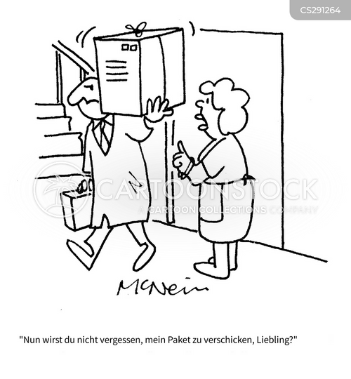 Cartoons und Karikaturen mit Paketzustellung