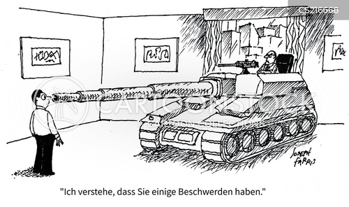 Cartoons und Karikaturen mit Panzerfahrer