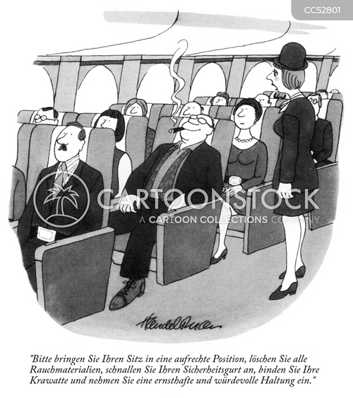 Cartoons und Karikaturen mit Abfluggate