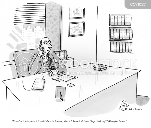 Cartoons und Karikaturen mit Perp-walk