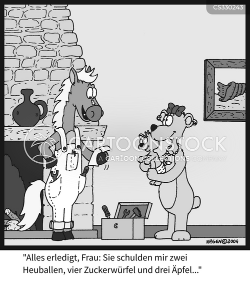 Cartoons und Karikaturen mit Pferdereparatur