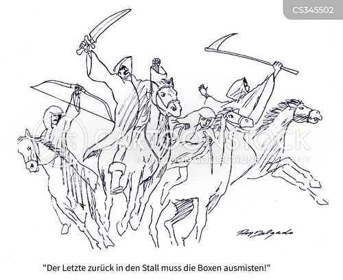 Cartoons und Karikaturen mit Mann-pferd