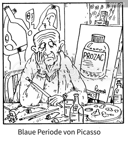 Cartoons und Karikaturen mit Picassos Blaue Periode