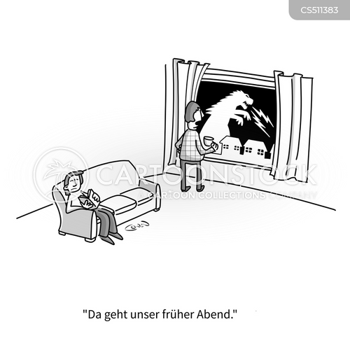Cartoons und Karikaturen mit Abend Frei