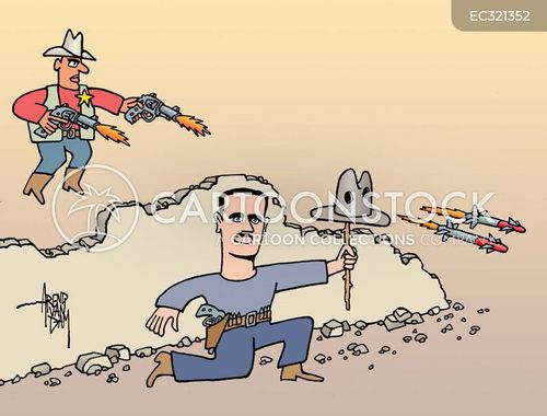 Gun Battle Cartoons and Comics - funny pictures from CartoonStock