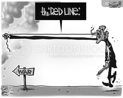 Obama-red-line Cartoons and Comics - funny pictures from CartoonStock