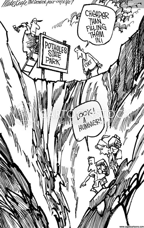 Pothole Filling Cartoons and Comics - funny pictures from CartoonStock