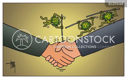 Covid Handshake Cartoons and Comics - funny pictures from CartoonStock