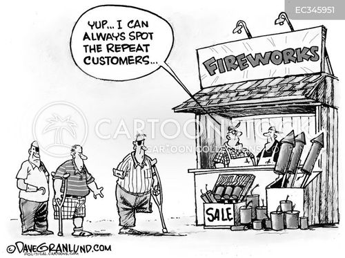 Fireworks Mishap Cartoons and Comics - funny pictures from CartoonStock