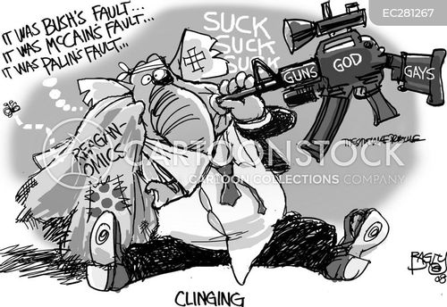 Clinging Cartoons and Comics - funny pictures from CartoonStock
