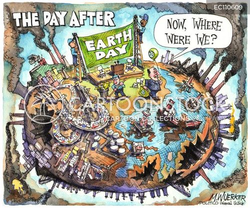 Earth Day Aftermath Cartoons and Comics - funny pictures from CartoonStock