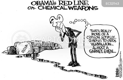 Obama Red Lines Cartoons and Comics - funny pictures from CartoonStock